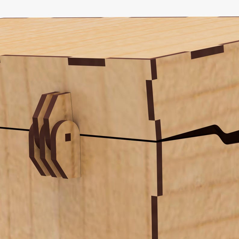 Laser Cut Box File, Minimalist Storage Chest With Locking Lid, for ...