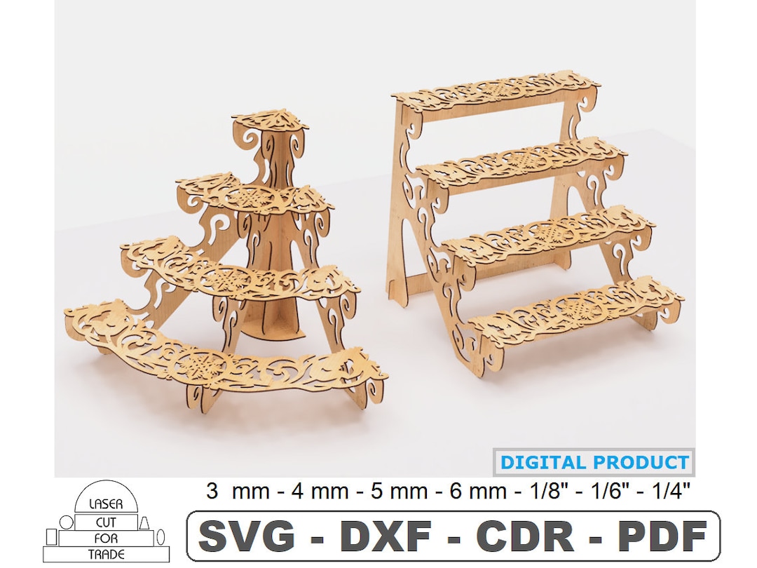 Openwork Display Shelves Laser Cut Files • Semicircular Showcase SVG ...