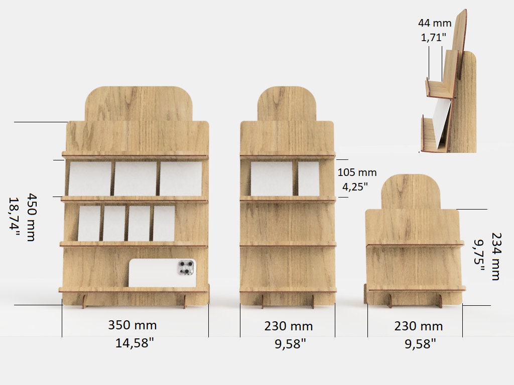 Postcard Stand Laser Cut Files Showcase for Booklets Exhibition Stand ...