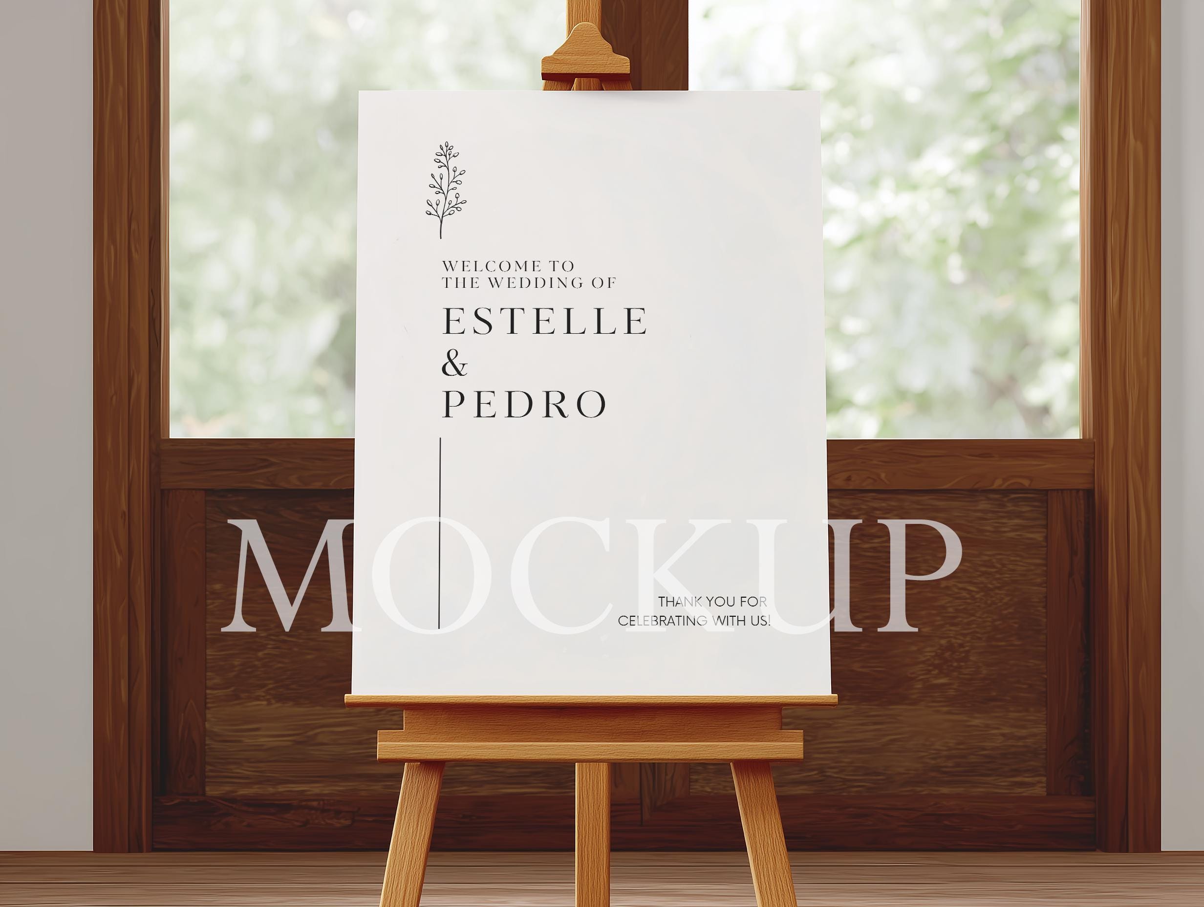 Vertical Easel Mockup Template: Minimalist Wedding Sign Display (PSD ...