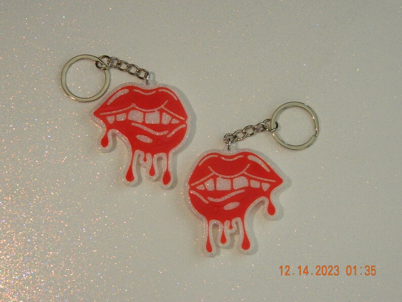 Drippy Vampire Lip Keychains - Etsy