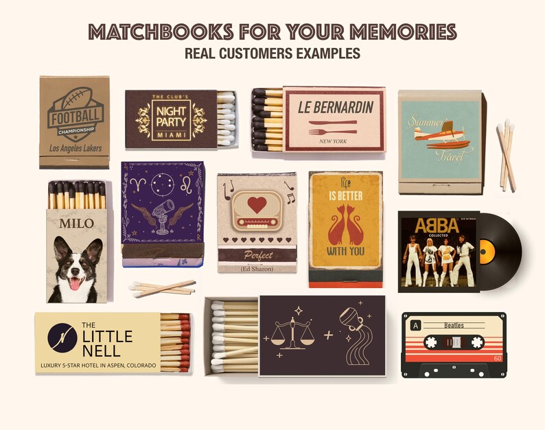 CUSTOM MATCHBOOK ART Personalized Digital Matchbox Gift Large Matches ...