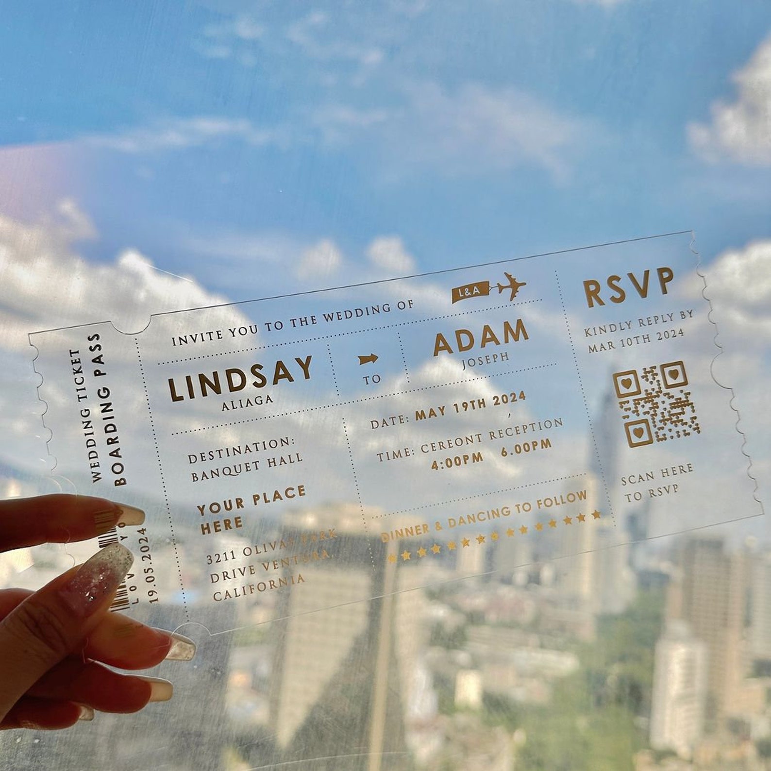 Boarding Pass Acrylic Invitation Passport Invitation Unique Ticket ...