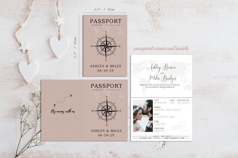 Passport Wedding Invitation Template, Adventure Theme (digital Download ...
