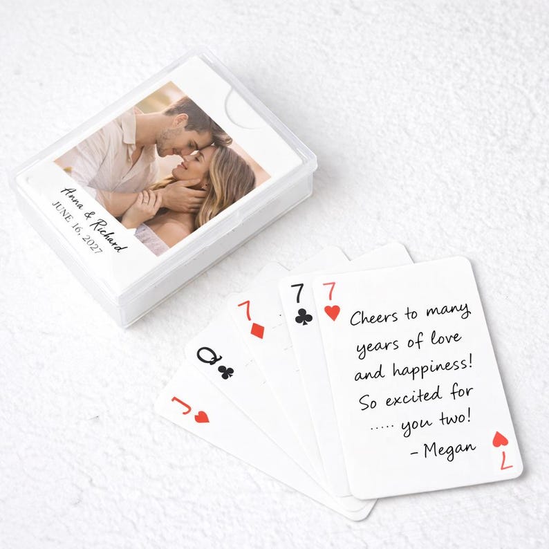 Custom Wedding Guest Book Wooden Stand Playing Cards Blank Deck Bridal ...