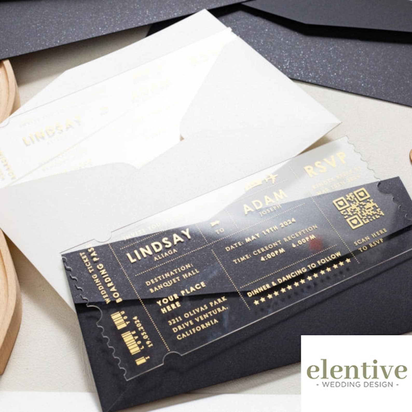 Custom Flight Ticket Invitation, Destination Wedding Invitations ...