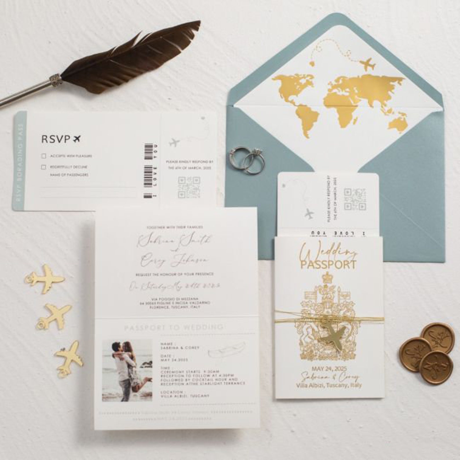 Passport Wedding Invitation Travel Theme Wedding Invitation Set ...