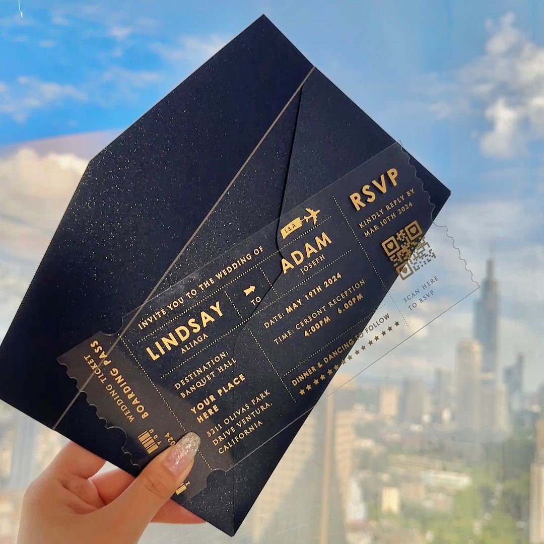 Custom Flight Ticket Invitation, Destination Wedding Invitations ...