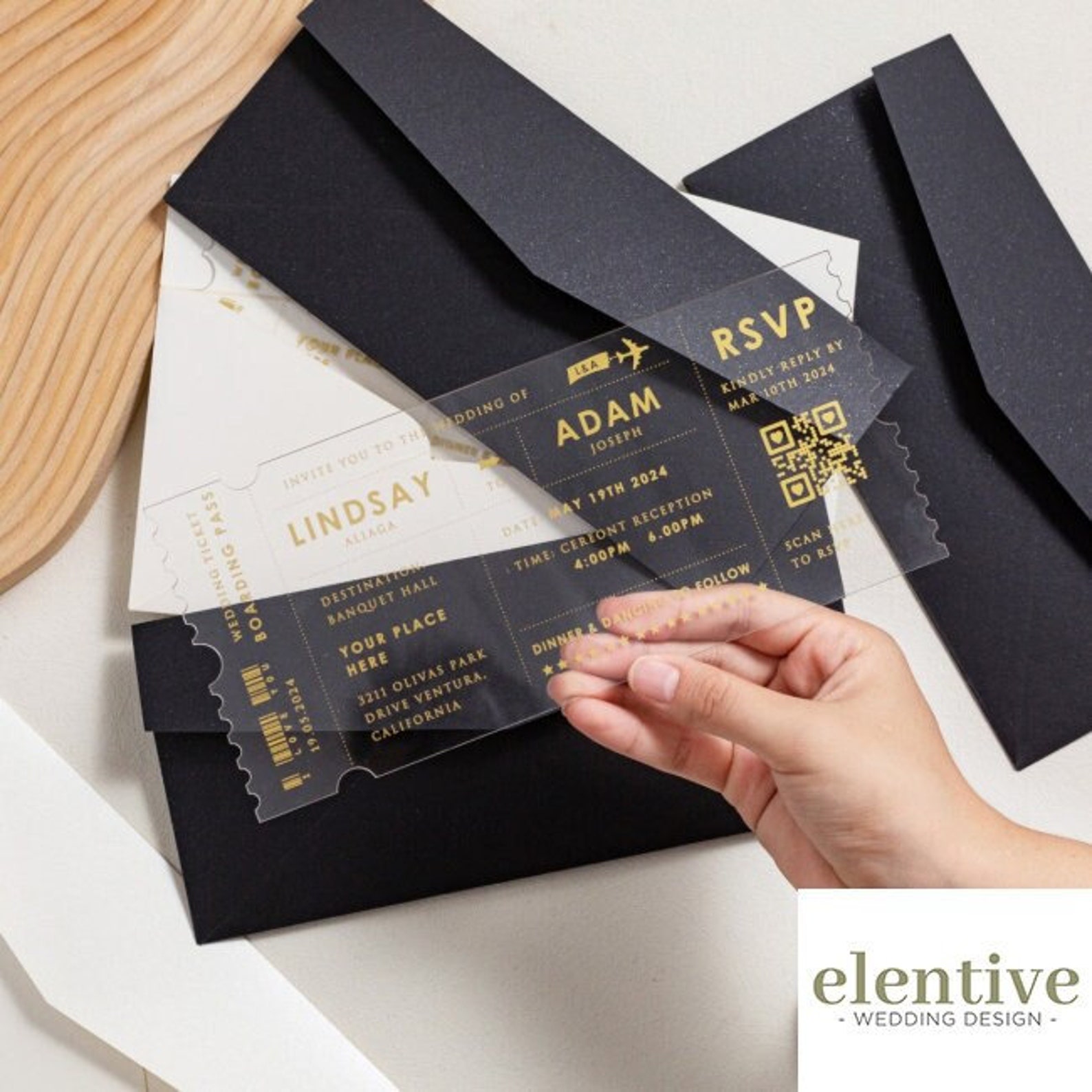 Custom Flight Ticket Invitation, Destination Wedding Invitations ...