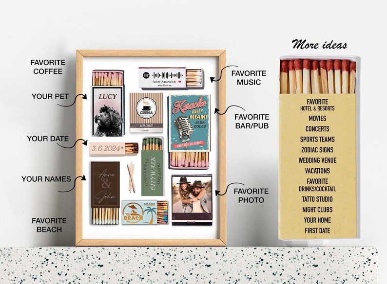 CUSTOM MATCHBOOK ART Personalized Digital Matchbox Gift Large Matches ...