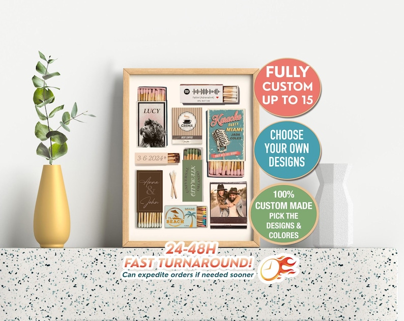 CUSTOM MATCHBOOK ART Personalized Digital Matchbox Gift Large Matches ...