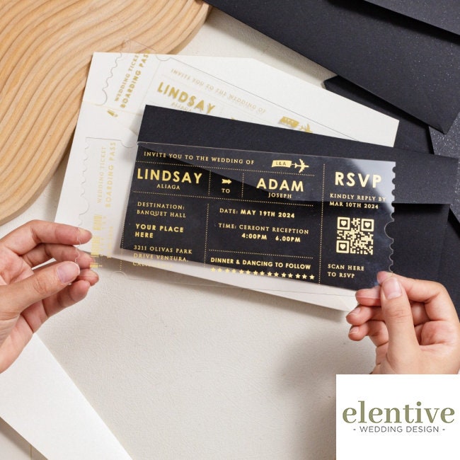 Custom Flight Ticket Invitation, Destination Wedding Invitations ...