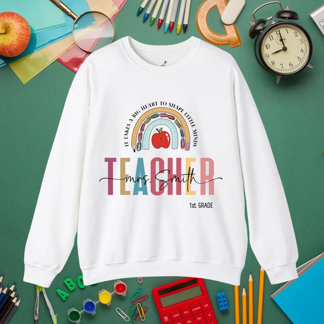 Personalized Teacher Last Name Sweatshirt It Takes A Big Heart To