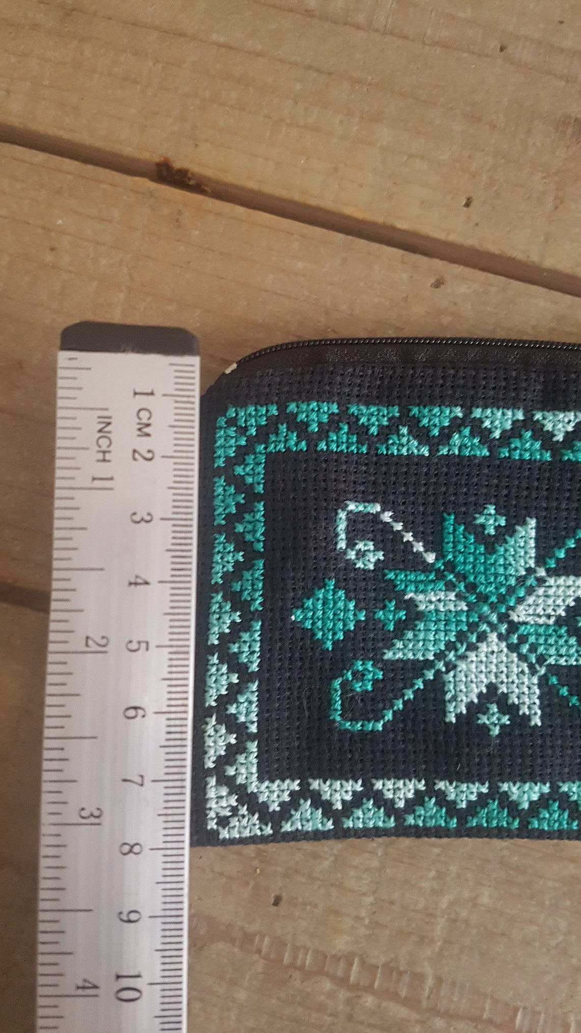 Mini Bag / Wallet With Turquoise-green Embroidery From Palestine - Etsy