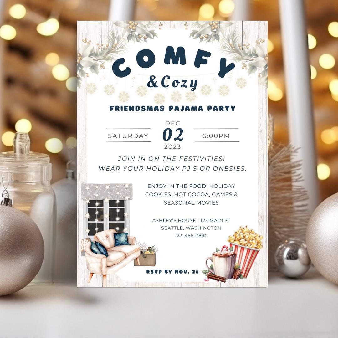 Comfy and Cozy Christmas Party Invitation Holiday Pj Party - Etsy