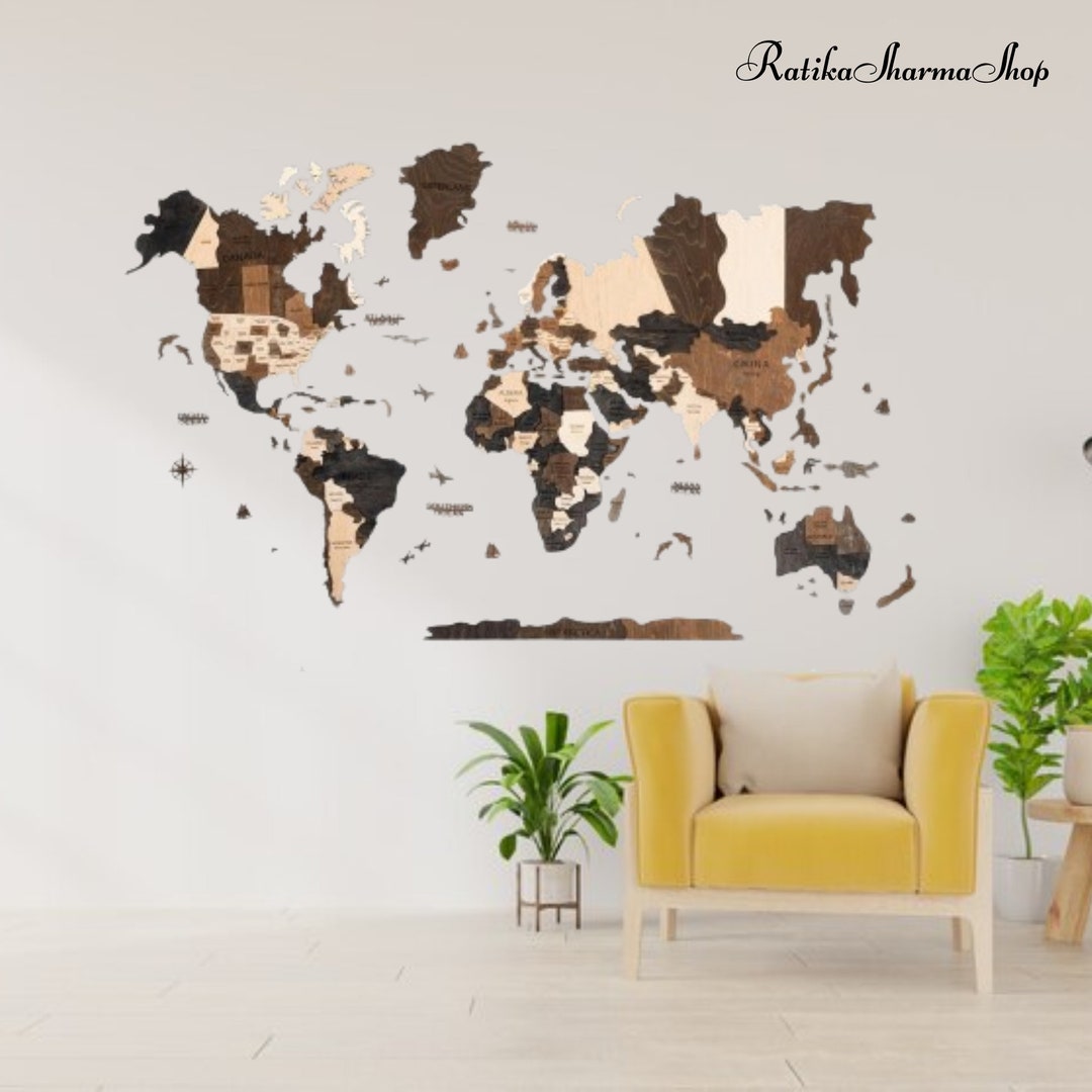 Wooden Wall Map of the World Big Wood Wall Décor: A Heartwarming ...