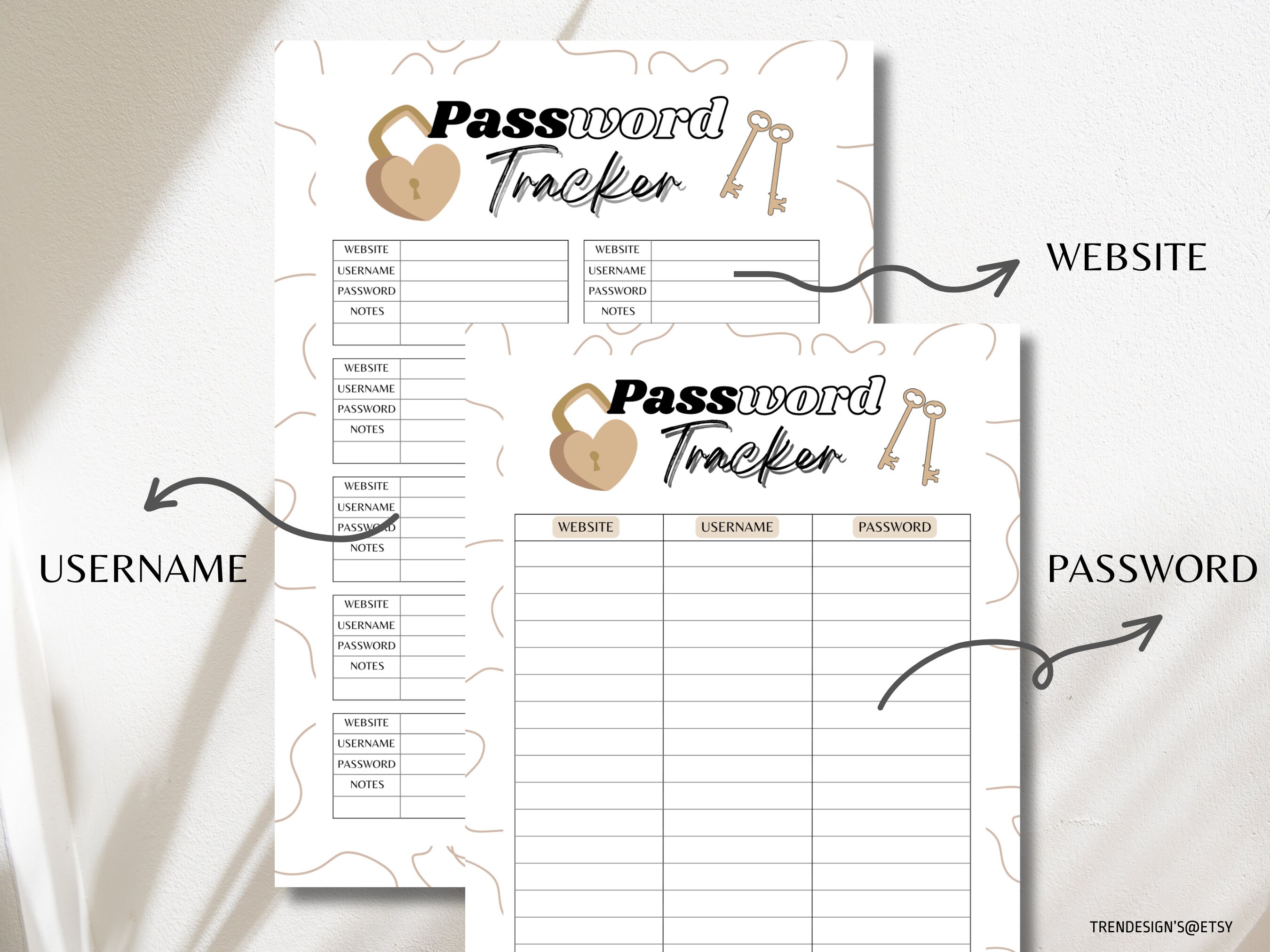 3 Styles of Password Tracker, Password Log, Password Organizer ...