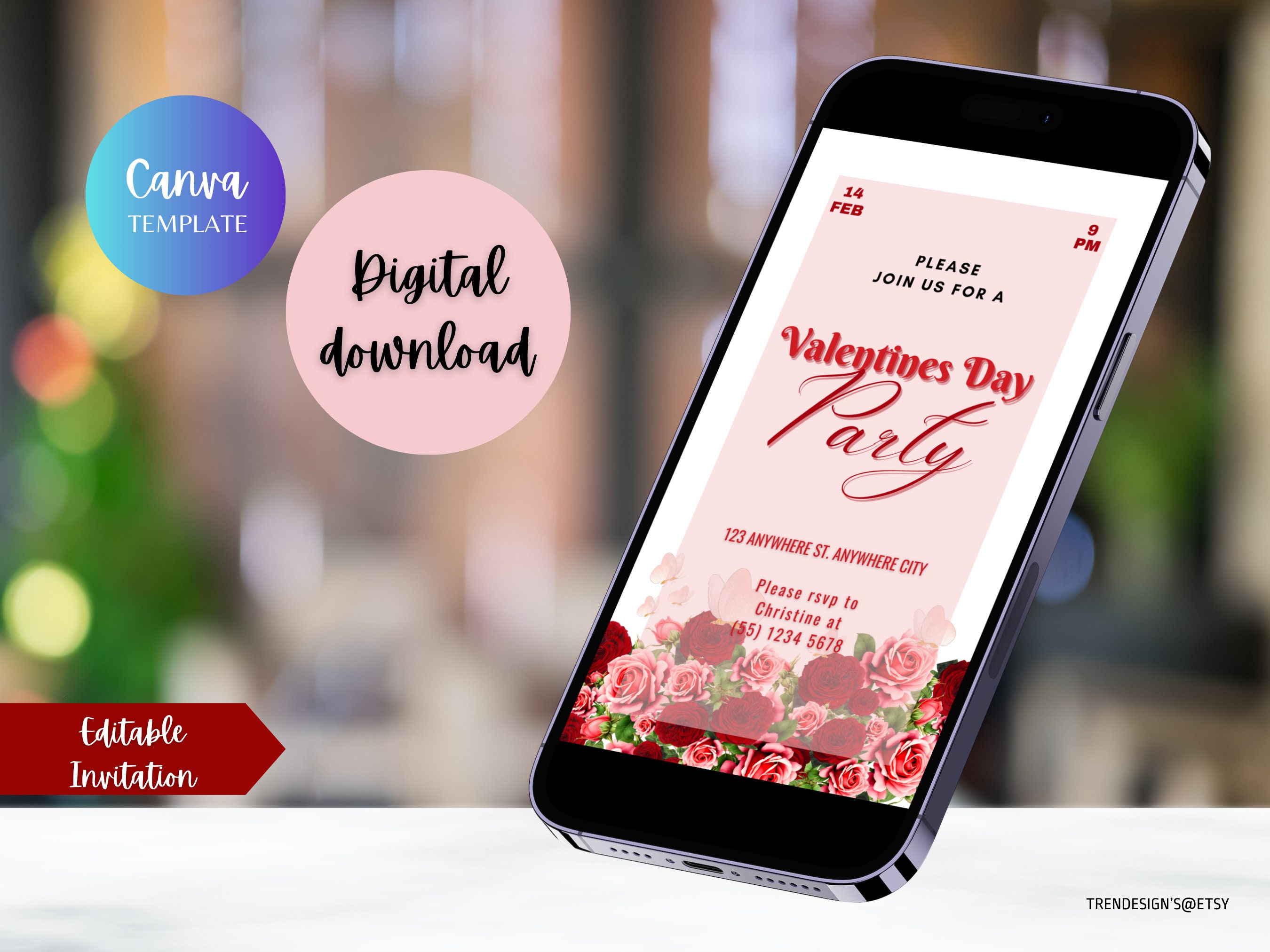 Editable Digital Valentines Invitation | Valentine's Day Party ...