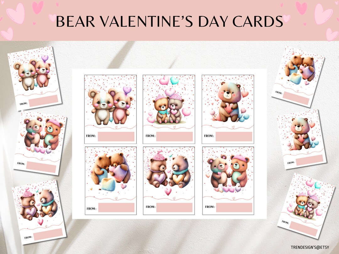 Printable Bear Valentine’s Day Cards for Kids Classrooms | Kids ...