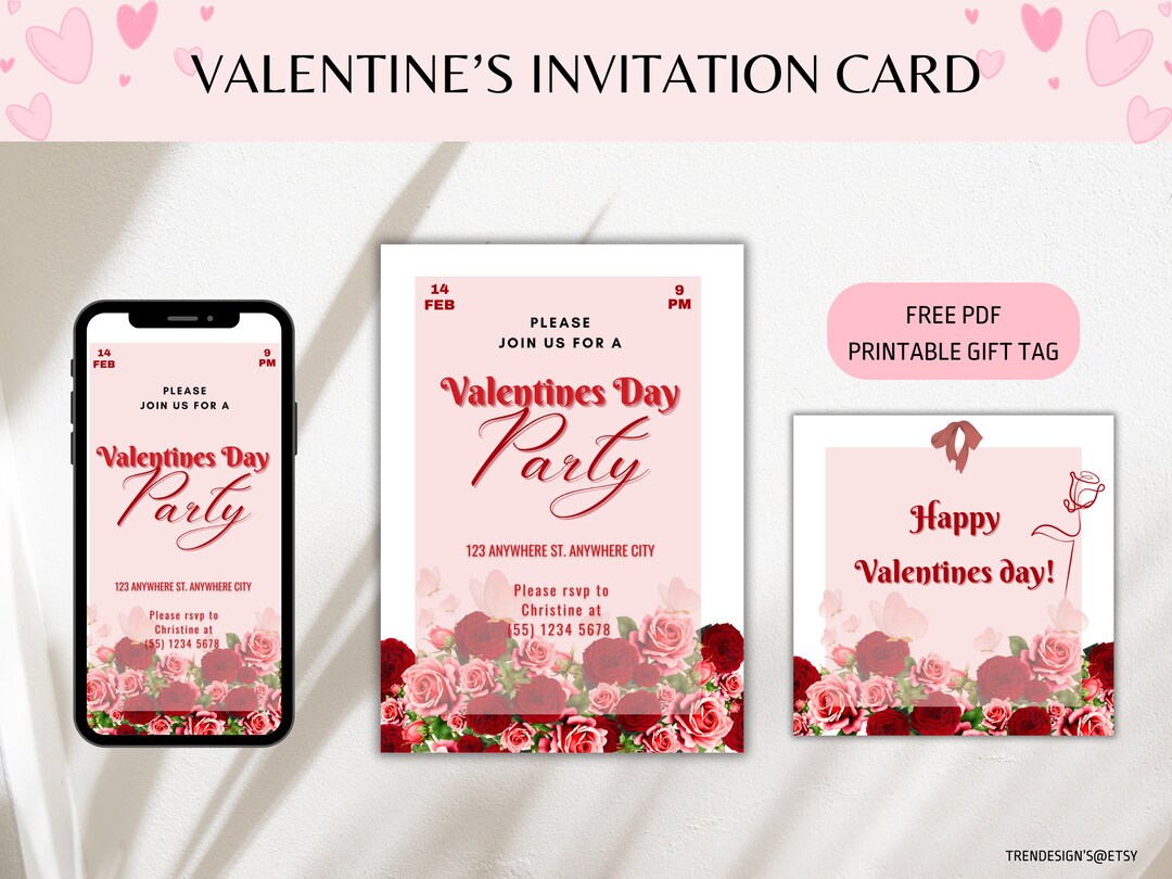 Editable Digital Valentines Invitation | Valentine's Day Party ...