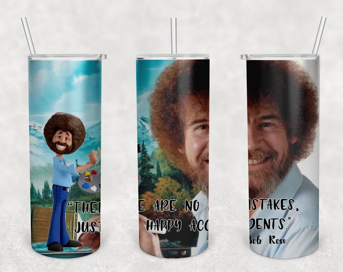 Bob Ross Gift, Bob Ross Tumbler, Reusable Water Bottle, 20 OZ Tumbler ...