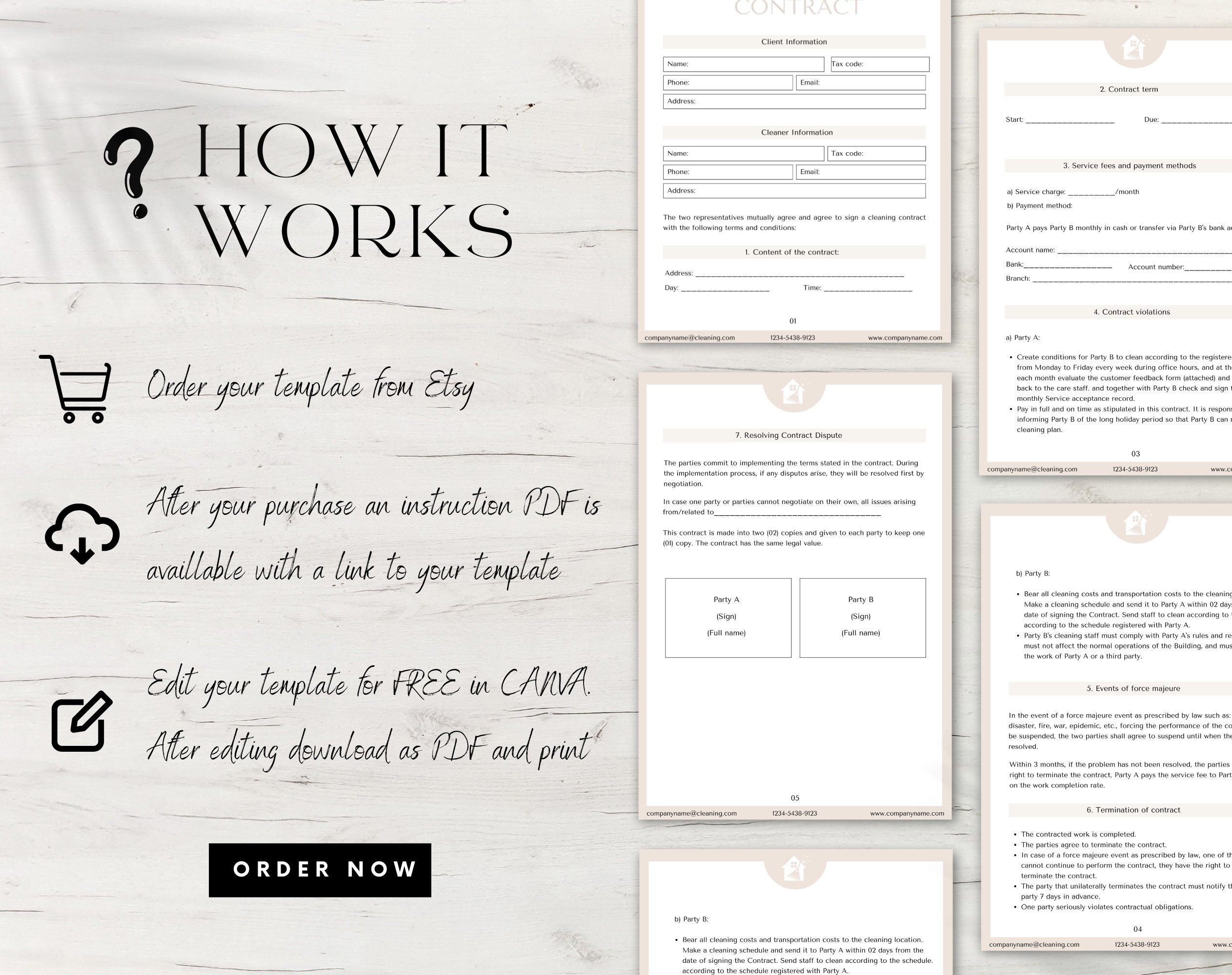 Simple Beige Commercial Cleaning Service Contract Template, Editable ...
