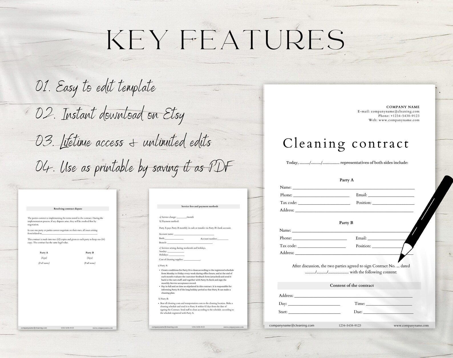 Minimalistic Commercial Cleaning Service Contract Template, Editable ...