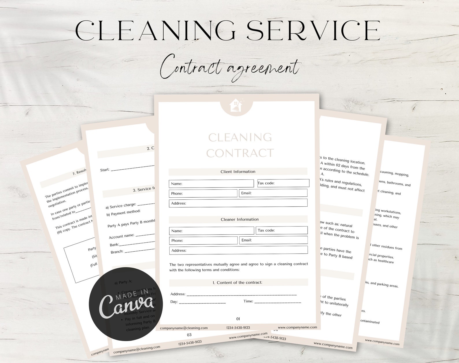 Simple Beige Commercial Cleaning Service Contract Template, Editable ...