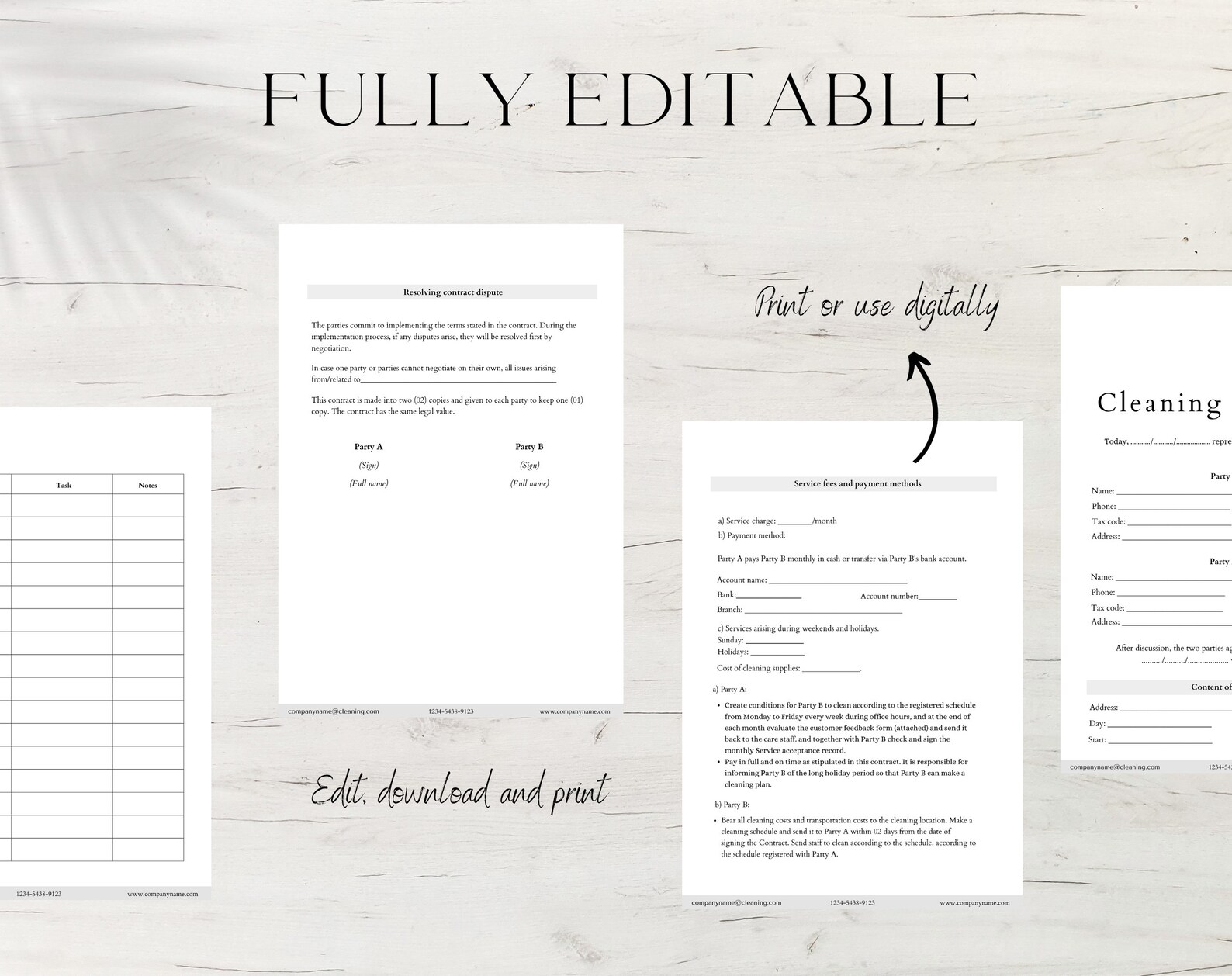 Minimalistic Commercial Cleaning Service Contract Template, Editable ...