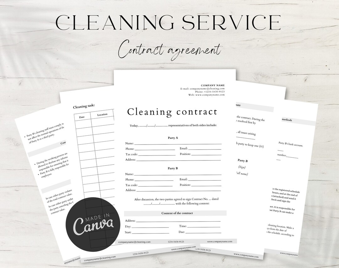 Minimalistic Commercial Cleaning Service Contract Template, Editable ...