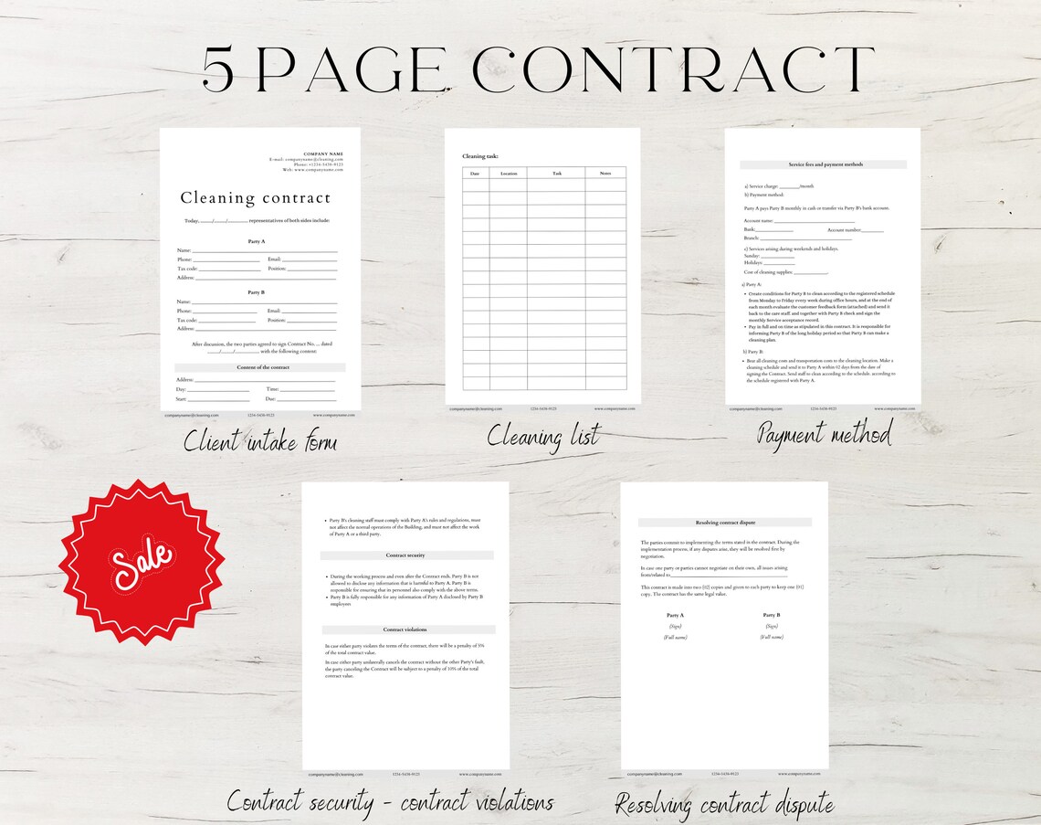 Minimalistic Commercial Cleaning Service Contract Template, Editable ...