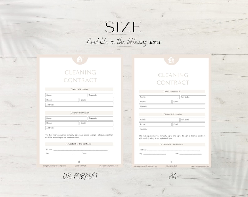 Simple Beige Commercial Cleaning Service Contract Template, Editable ...