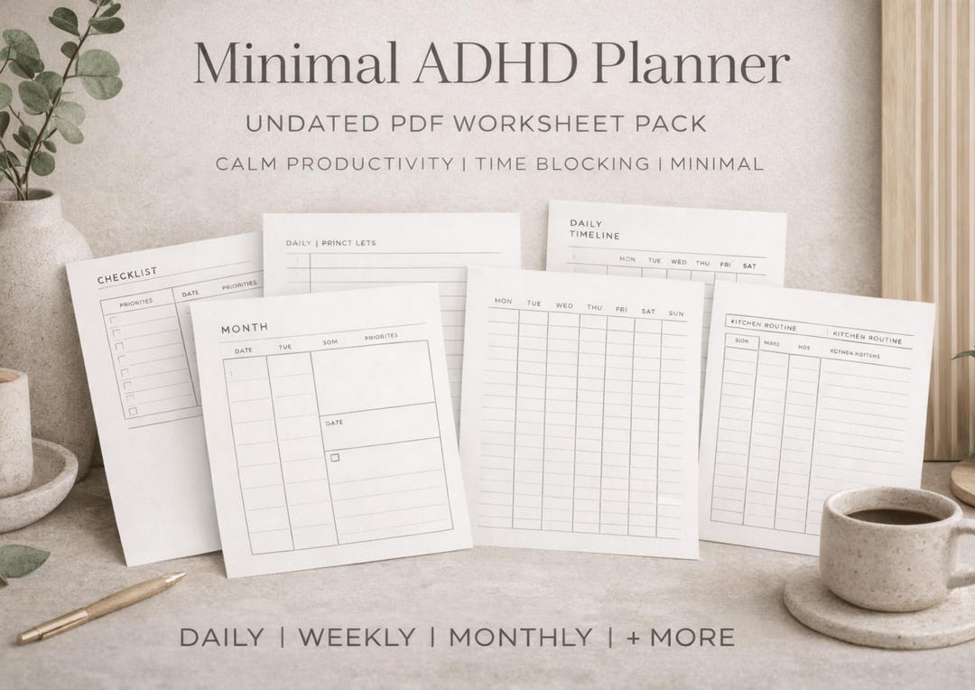 Base ADHD Planner | Digital Download | Daily Weekly Monthly Printable ...