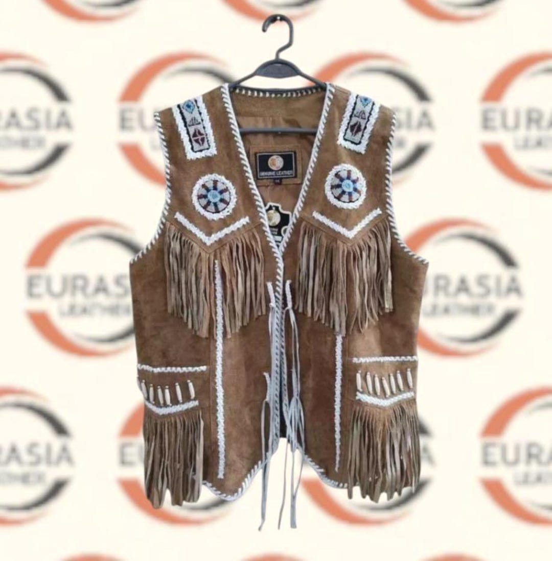 Handmade Suede Fringe Vest: Beaded Tribal Cowboy Style - Etsy
