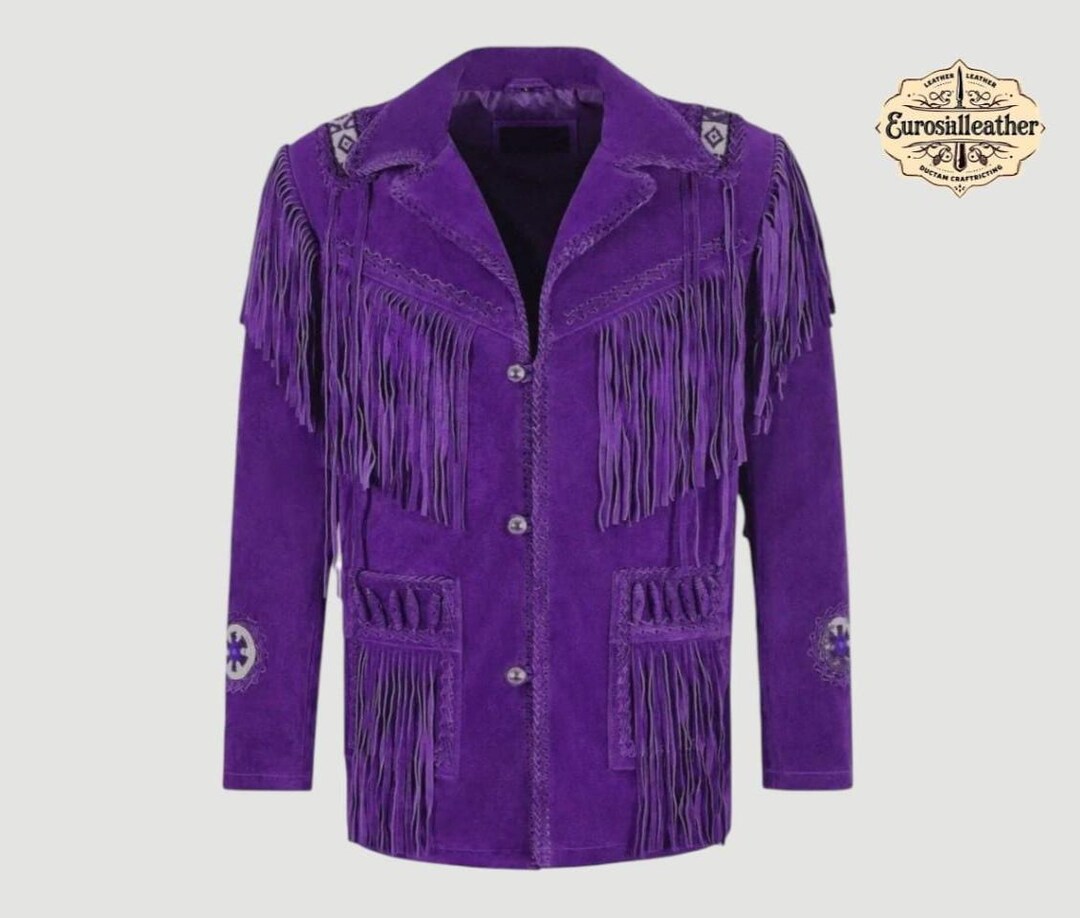 Handmade Purple Suede Fringe Cowboy Jacket: Vintage Western Rodeo Coat ...