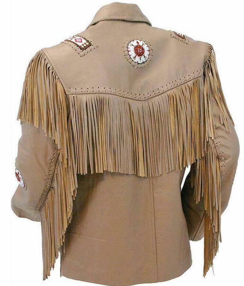 Men's Handmade Leather Western Jacket: Fringed Cowboy Coat With Braided ...