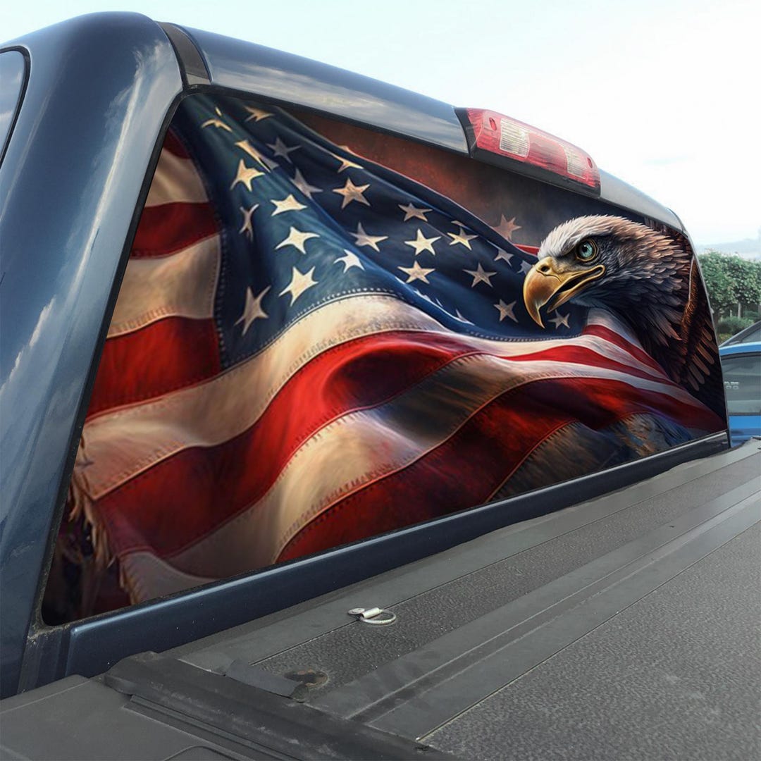 Bald Eagle Rear Window Decal: Patriotic USA Flag Truck Wrap - Etsy