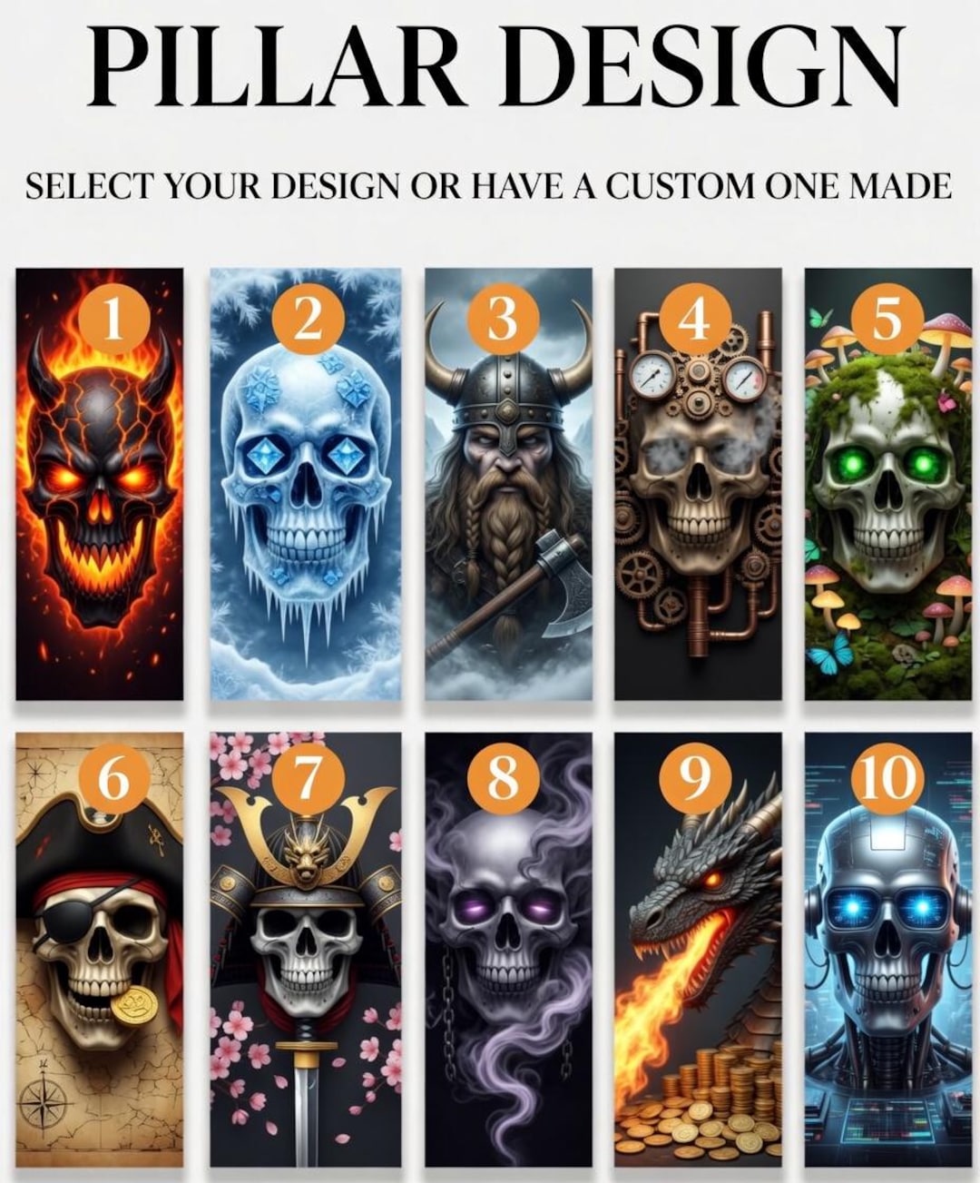 Universal Skull Pillar Decals for Cars – Aggressive Skull Vinyl (8" X ...