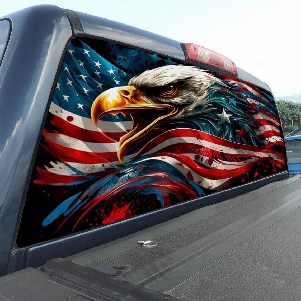 American Bald Eagle Rear Window Decal: Patriotic USA Flag Truck Wrap - Etsy