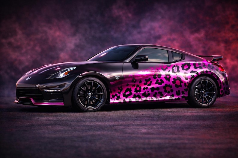 Pink Leopard Car Wrap | Black Pink Animal Print Vinyl Decal - Etsy
