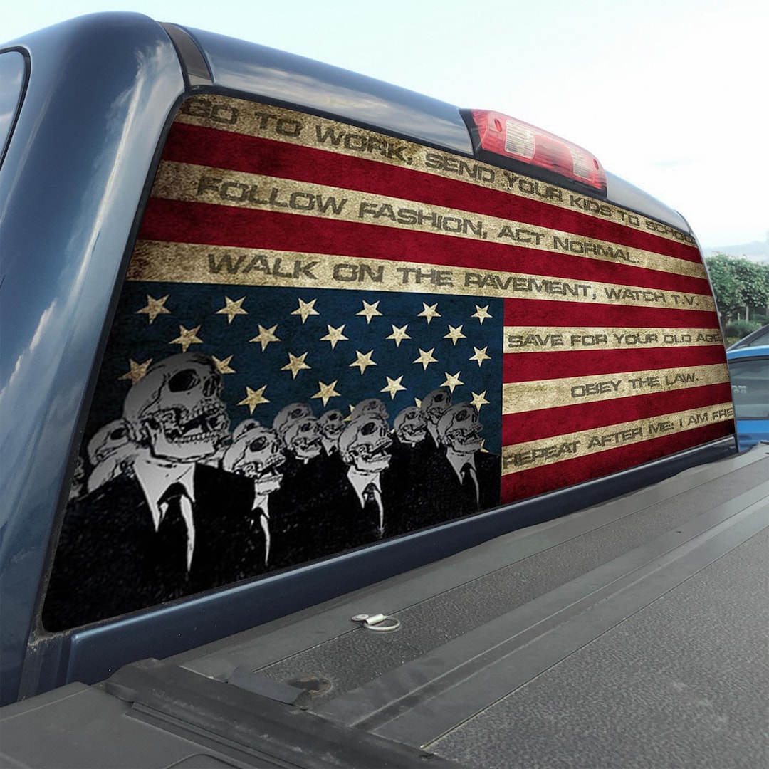 Obey & Conform Skeleton Decal – Distressed Flag Rear Truck Window ...