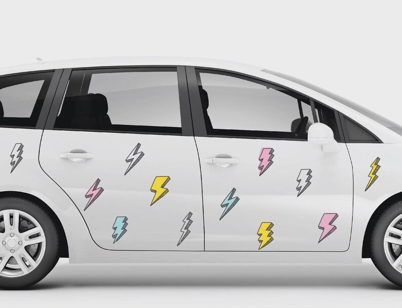 Pop Art Lightning Bolt Car Decals: Colorful Vinyl Vehicle Stickers - Etsy