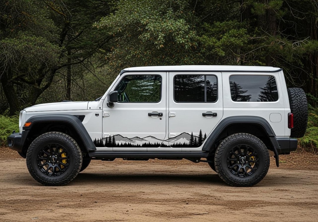Minimalist Forest Mountain Vinyl Decal – Nature Landscape SUV Wrap ...