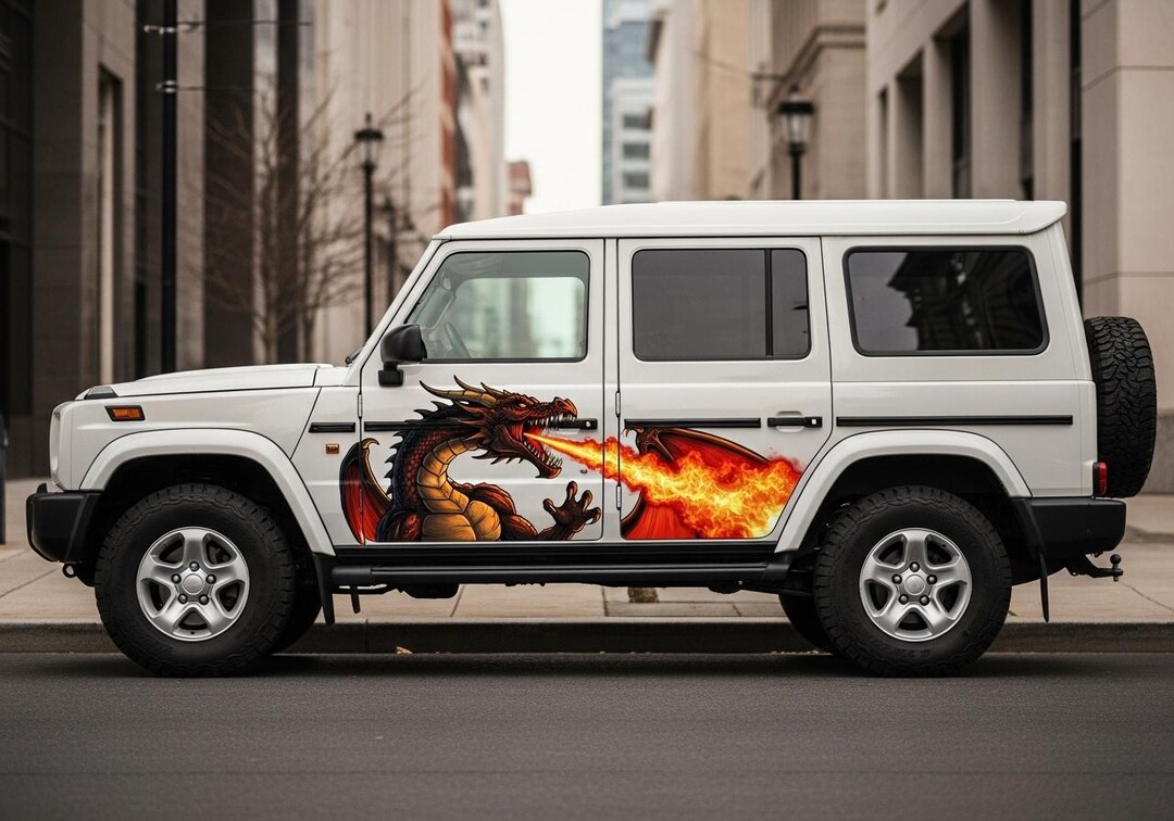 Fiery Dragon Car Decal: Comic-ink Vinyl Door Wrap - Etsy