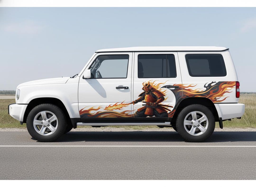 Fire Samurai Car Decal - Dragon Side Sticker, Car Wrap for SUV & Truck ...