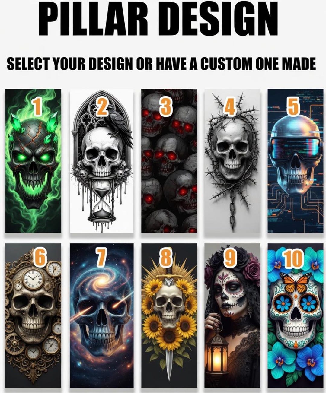 Universal Skull Pillar Decals for Cars – Aggressive Skull Vinyl (8" X ...