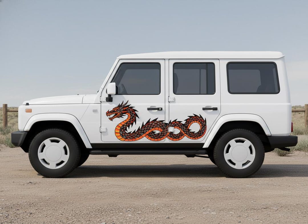 Obsidian Magma Dragon Car Decal — Ember Side Stripe Sticker Wrap for ...