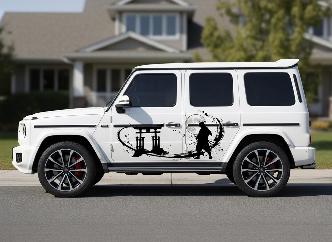 Sumi Ink Samurai Car Decal - Torii Moon Side Stripe Sticker - Etsy Canada
