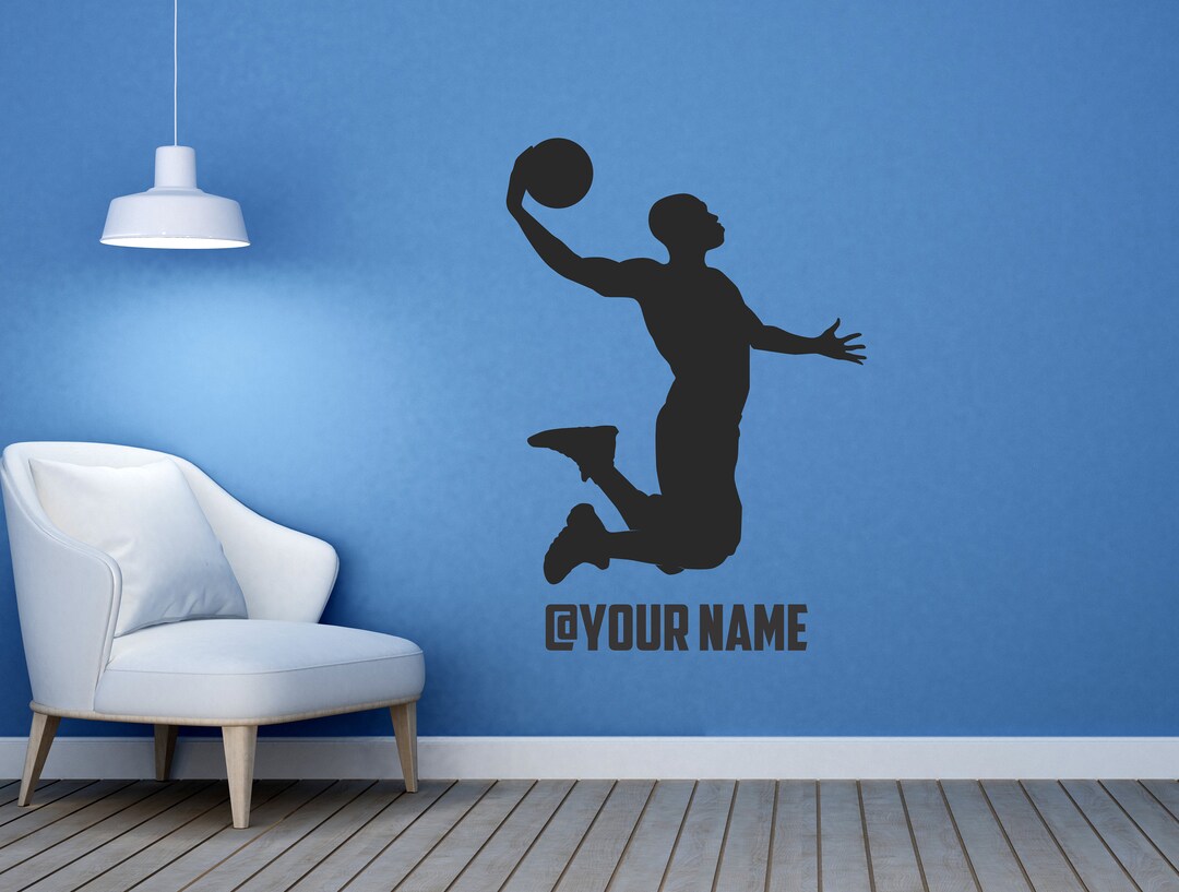 BASKETBALL PLAYER, Slam Dunk Vinyl Decal Sticker, Wall Silhouette, Wall ...