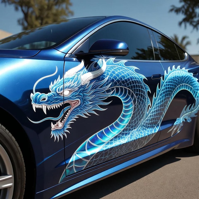 Bright Japanese Dragon Side Decal – Aggressive JDM Style Car Wrap ...